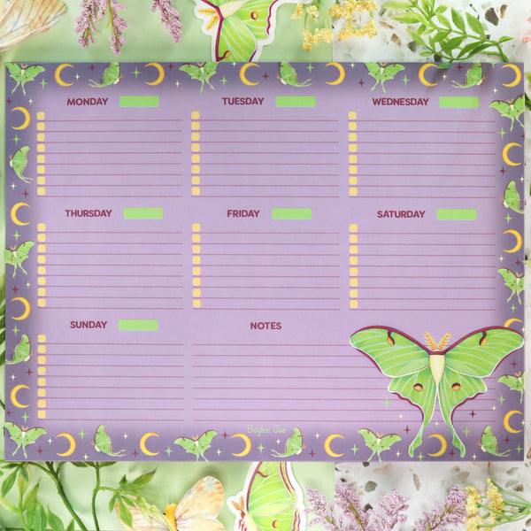 "Luna Moth" Weekly Planner Pad - Baylee Jae