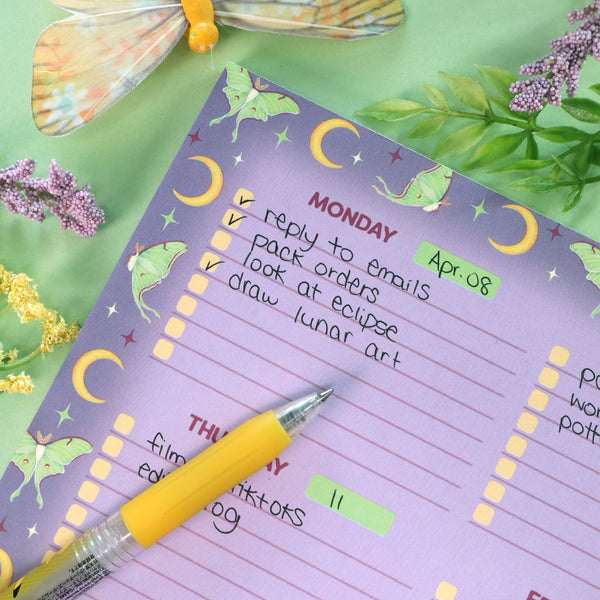 "Luna Moth" Weekly Planner Pad - Baylee Jae
