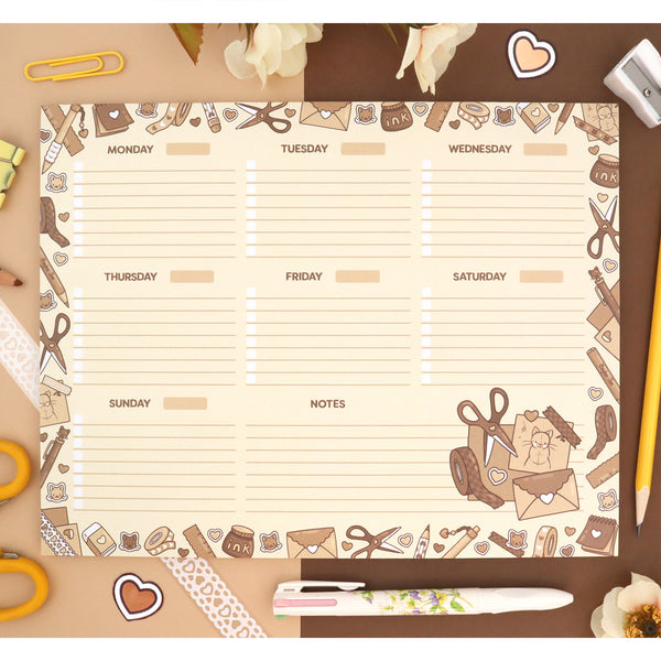 "Stationery Brown" Weekly Planner Pad - Baylee Jae