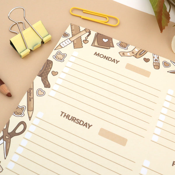 "Stationery Brown" Weekly Planner Pad - Baylee Jae