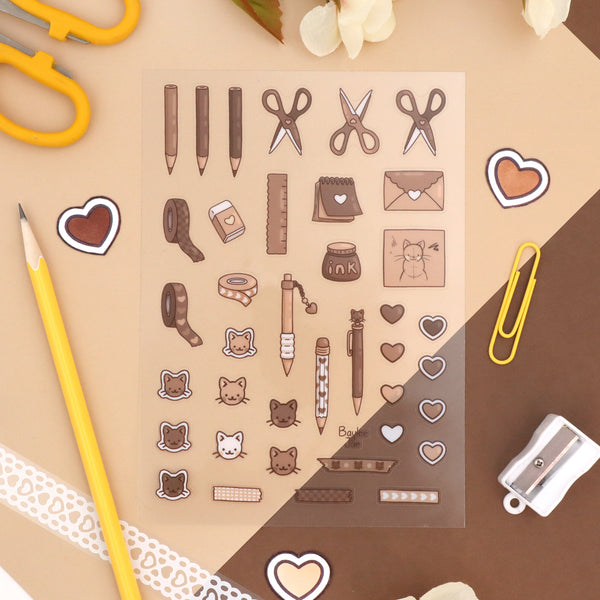 "Stationery Brown" Sticker Sheet - Baylee Jae